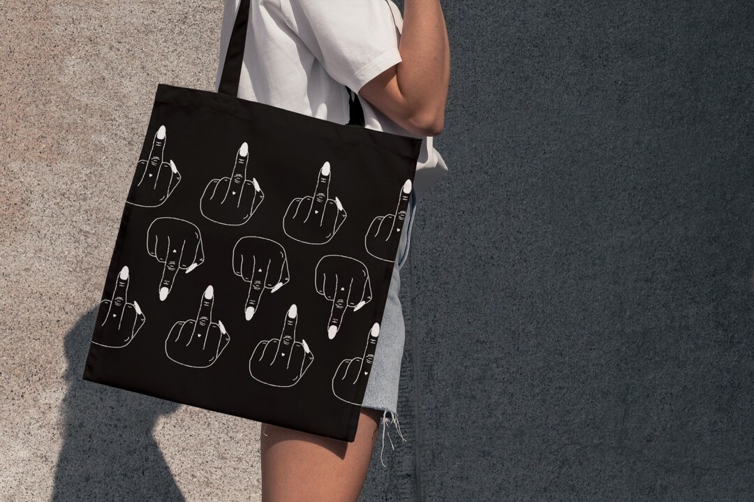 Middle Finger Pattern Tote Bag - Etsy