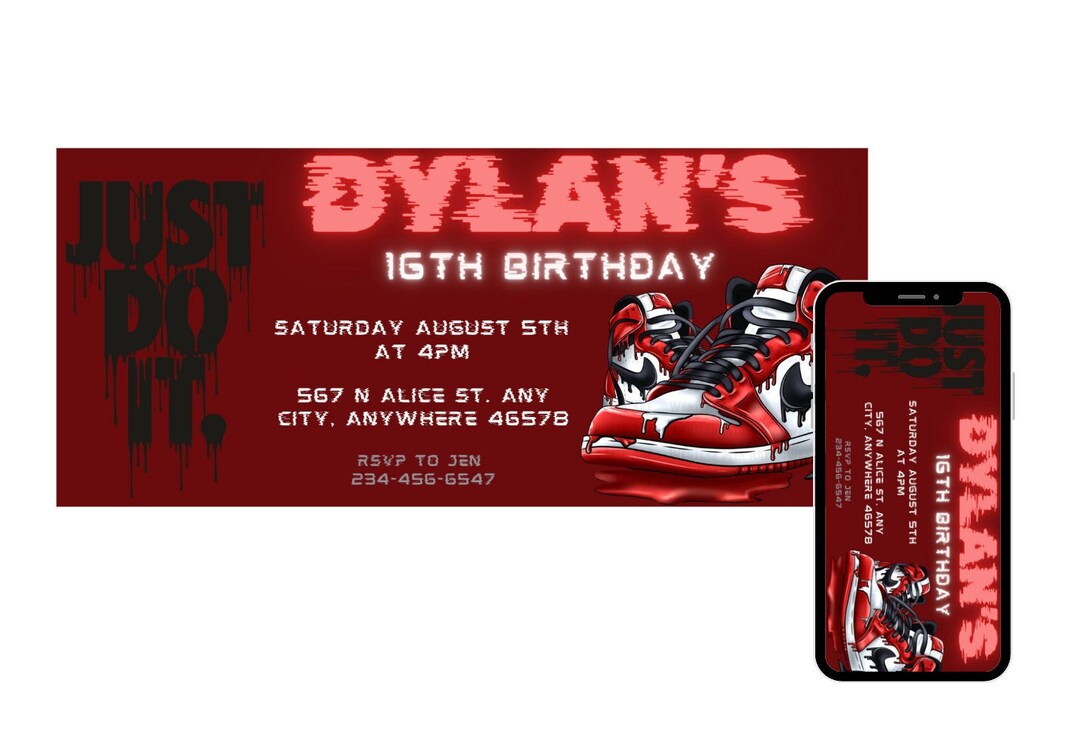 Just Do It. Nike Inspired Drip Invitation Template - Etsy