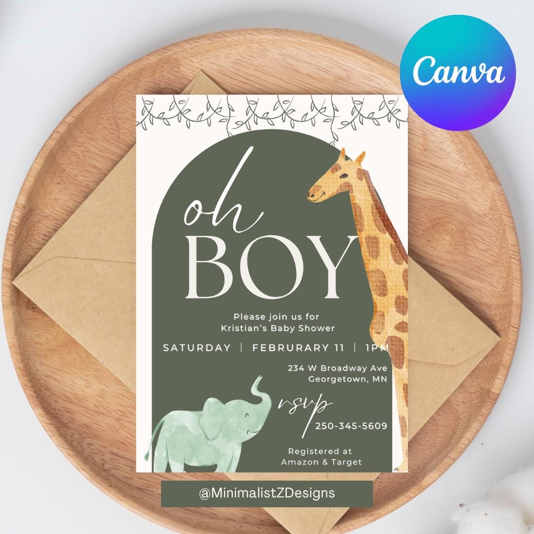 Party Animal Invite Template, Digital Instant Download, Safari, Boy ...
