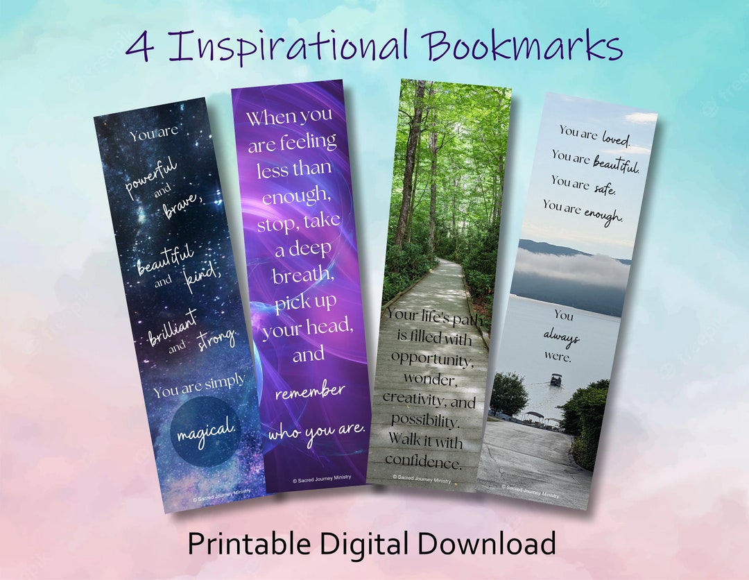 Set of Four Printable Inspirational Bookmarks - Etsy