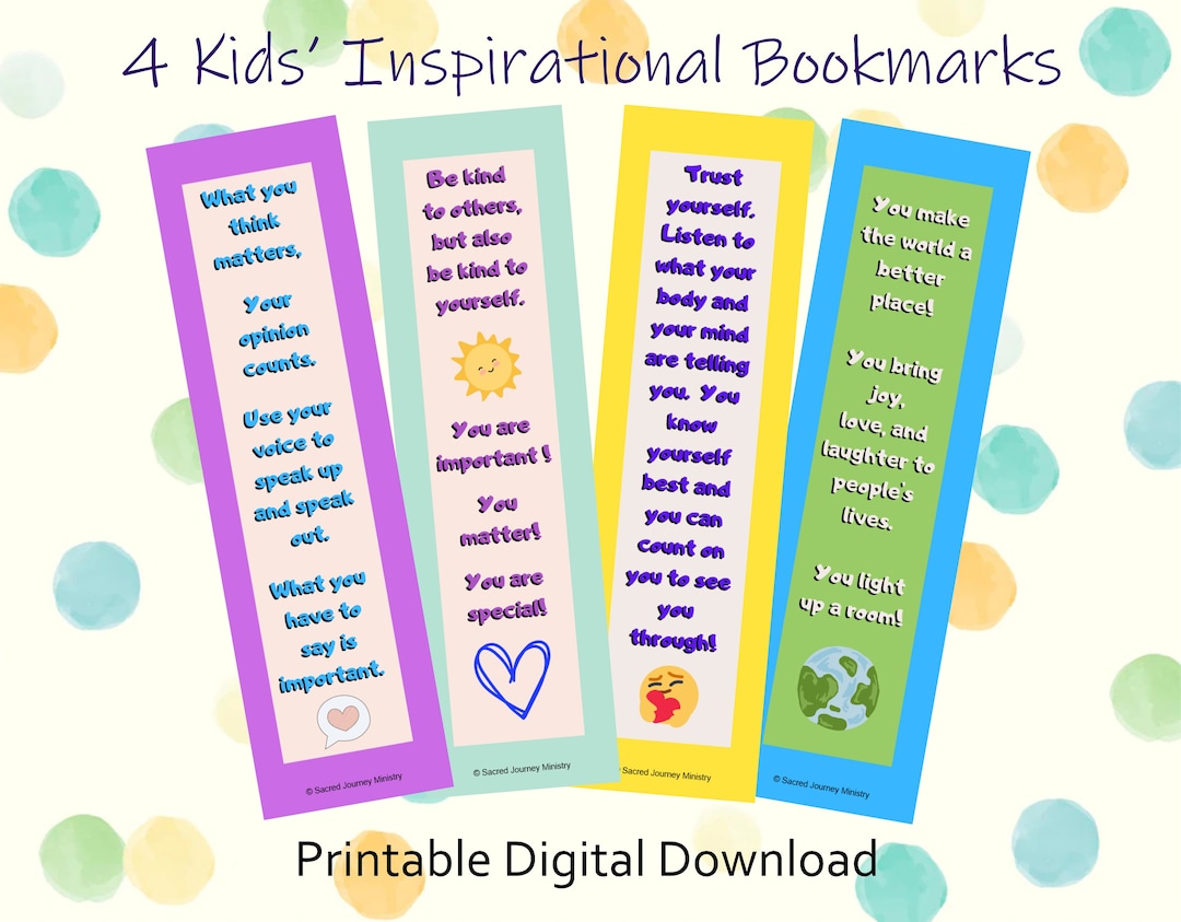 Set of Four Printable Children's Inspirational Bookmarks - Etsy