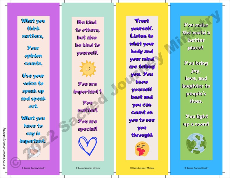 Set of Four Printable Children's Inspirational Bookmarks - Etsy