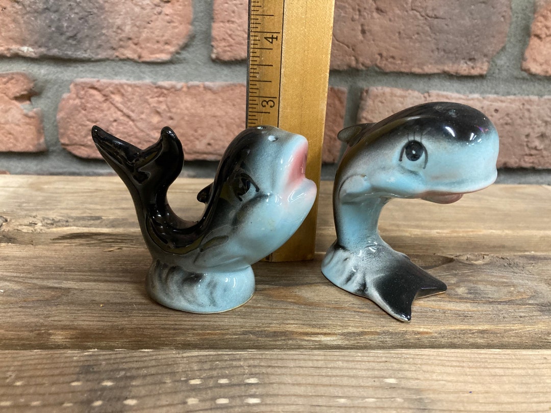 Whale Salt and Pepper Shakers Japan Ceramic - Etsy