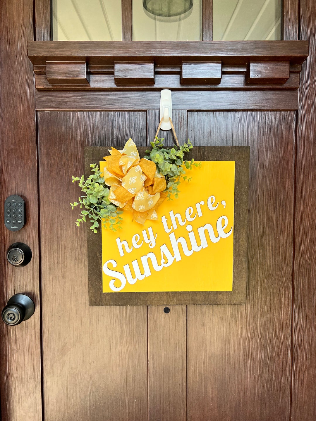 Front Porch Wreath Yellow Welcome Sign Front Door Hanger - Etsy