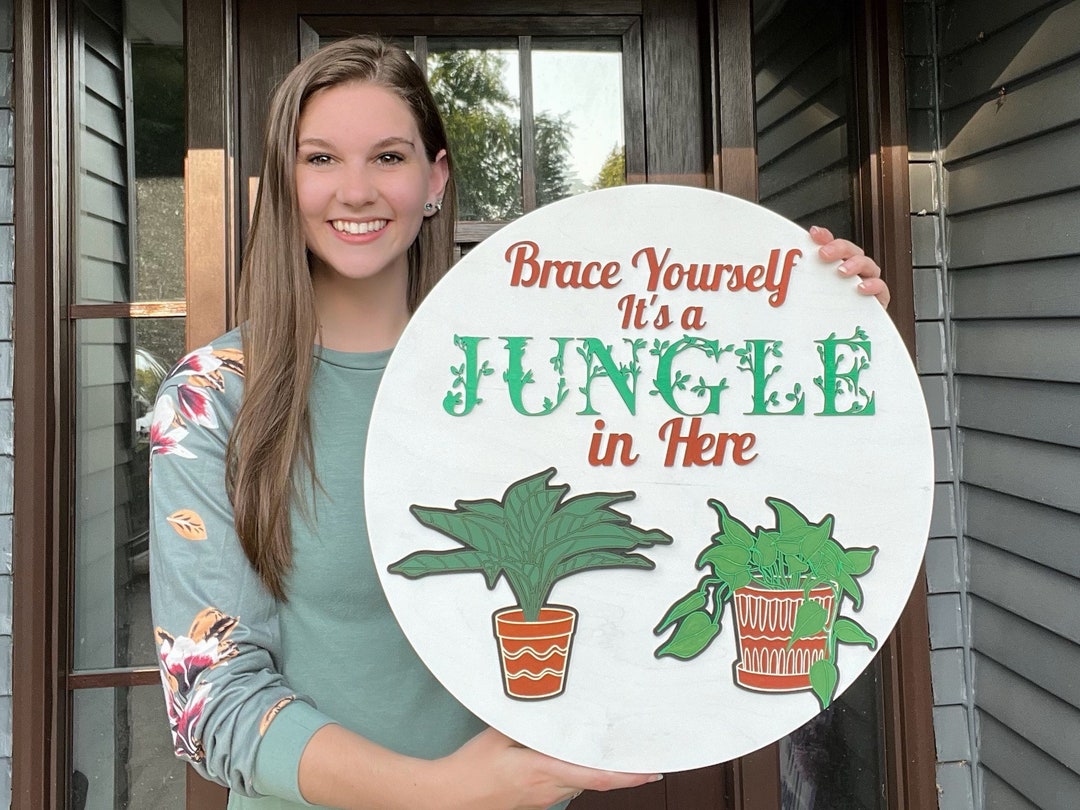 Front Porch Sign • 3D Raised Design • Front Door Wreath • Houseplant ...