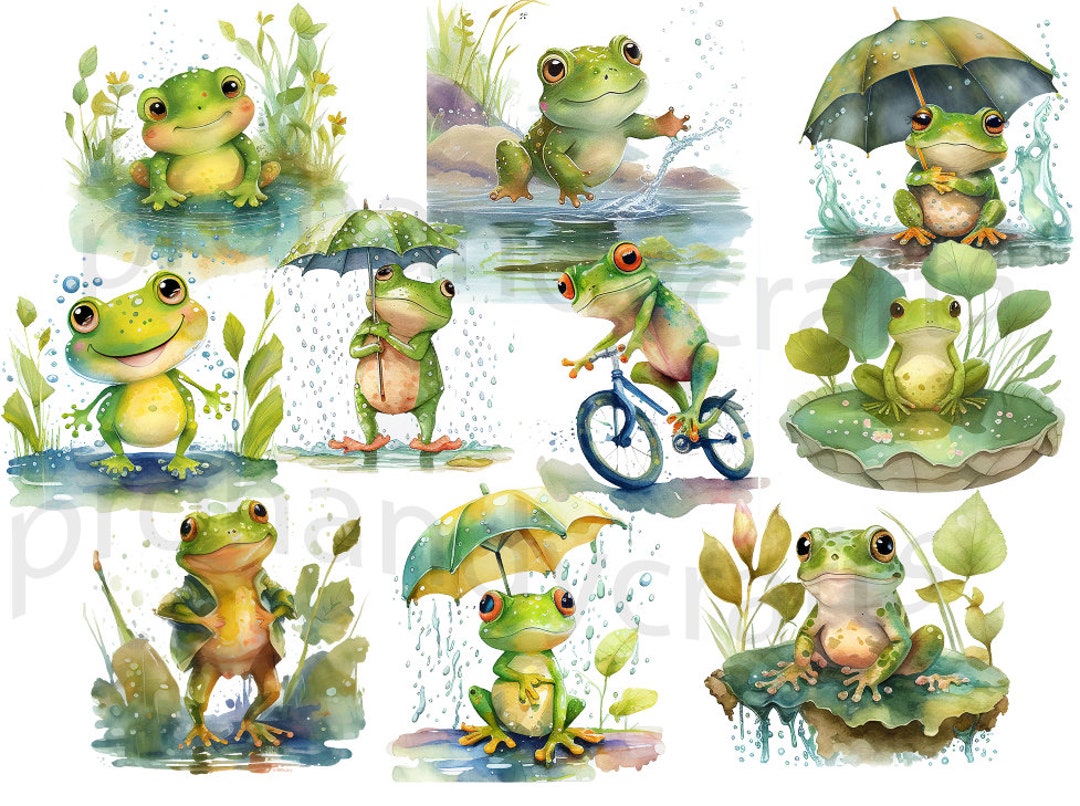 Buy Frogs Clipart Set Clip Art Set of Frogs, Lilypads, Frog ...