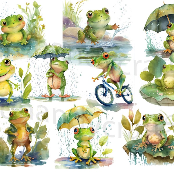Frog Clipart - Etsy