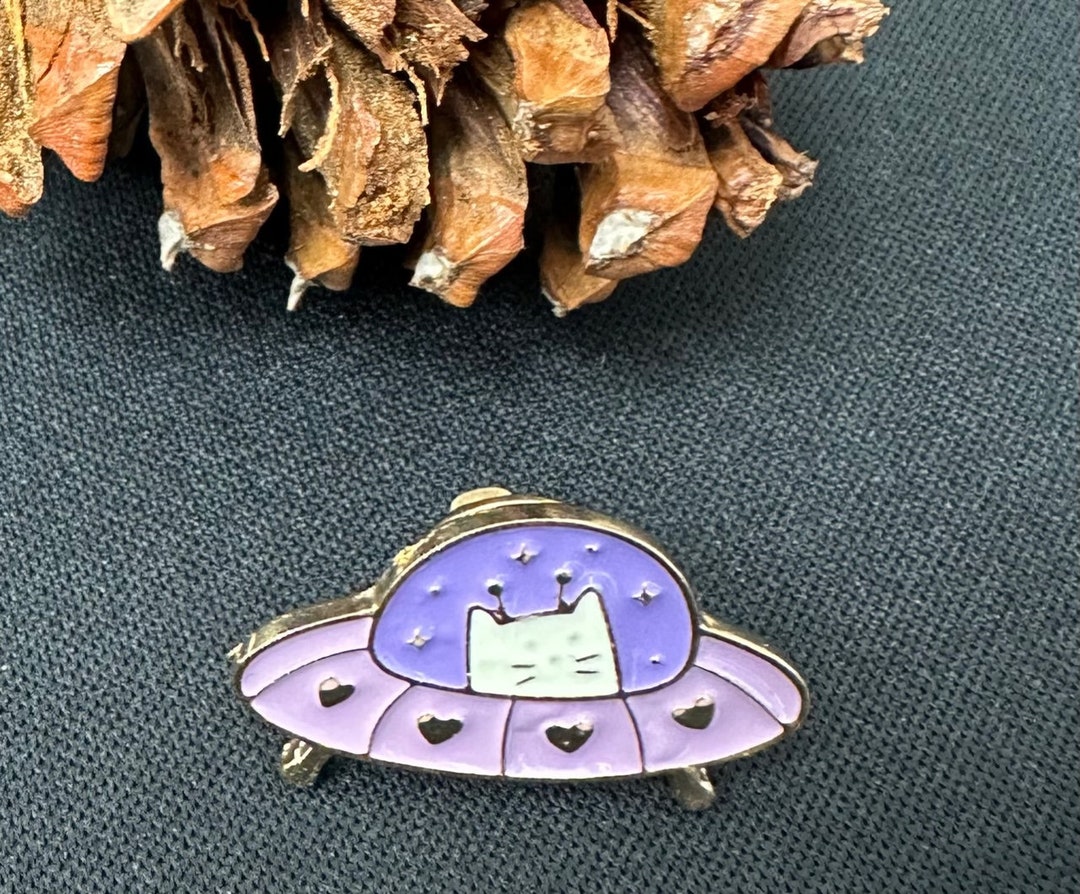 Alien Cat PIN UFO Airship Enamel Pin Cute Pin Cat in the - Etsy