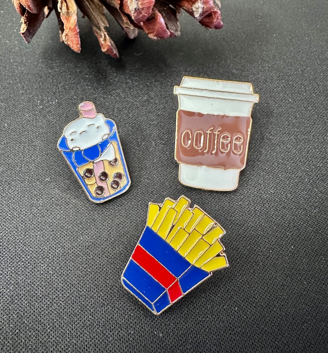 Coffee Cup Enamel Pin Boba Tea Lovers French Fries Boba Pin Pins for ...