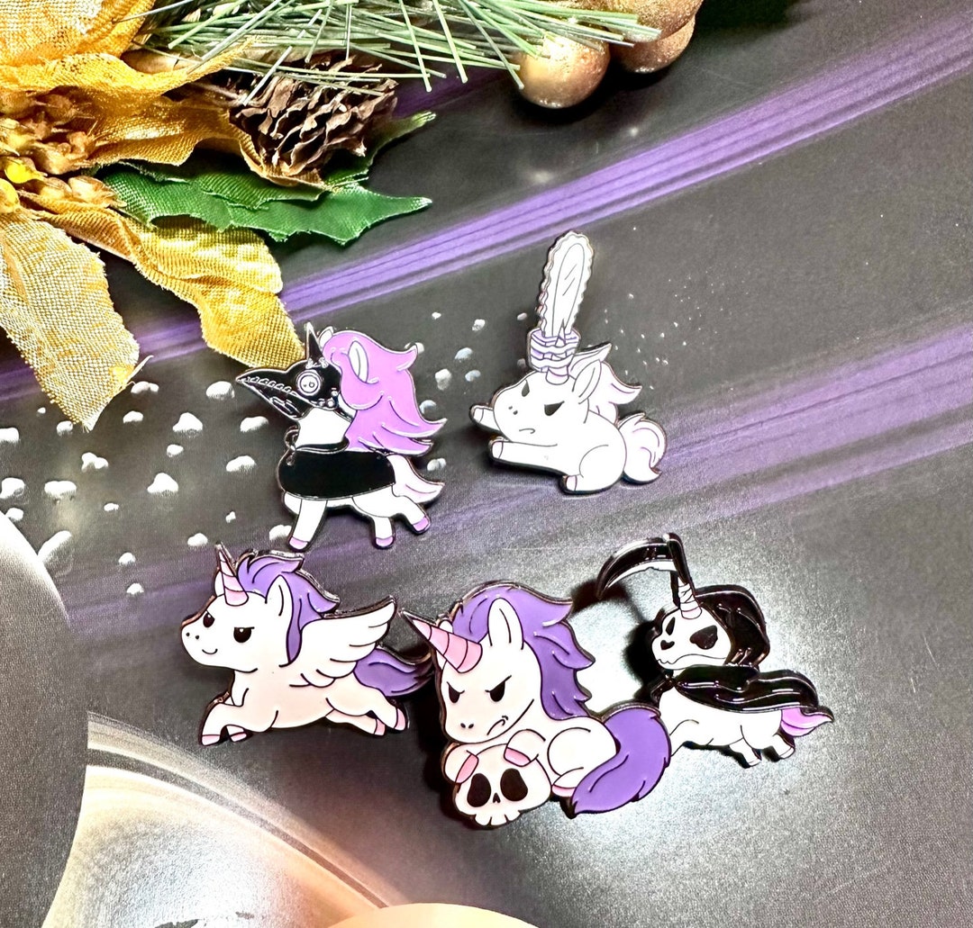 Set of 5 Unicorn Enamel Pin Cartoon Anime Pins Pin L Hard Enamel Pin ...