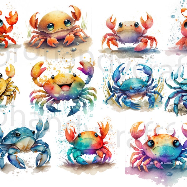 Watercolor Crab - Etsy