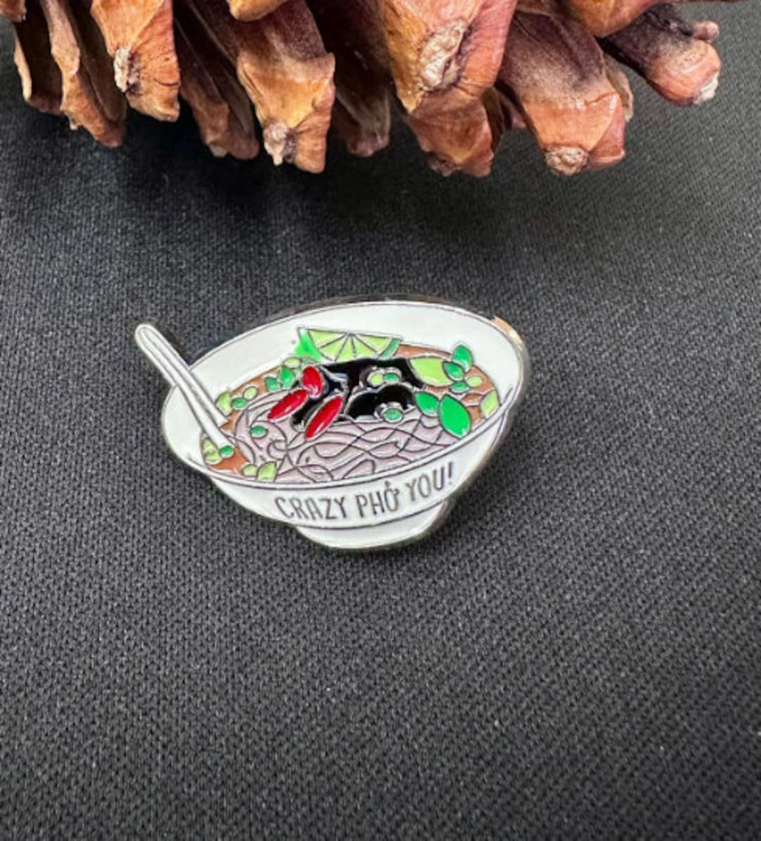 Crazy for You Noodle Pin, Crazy Pho Noodle Soup Pin Enamel Pin - Etsy