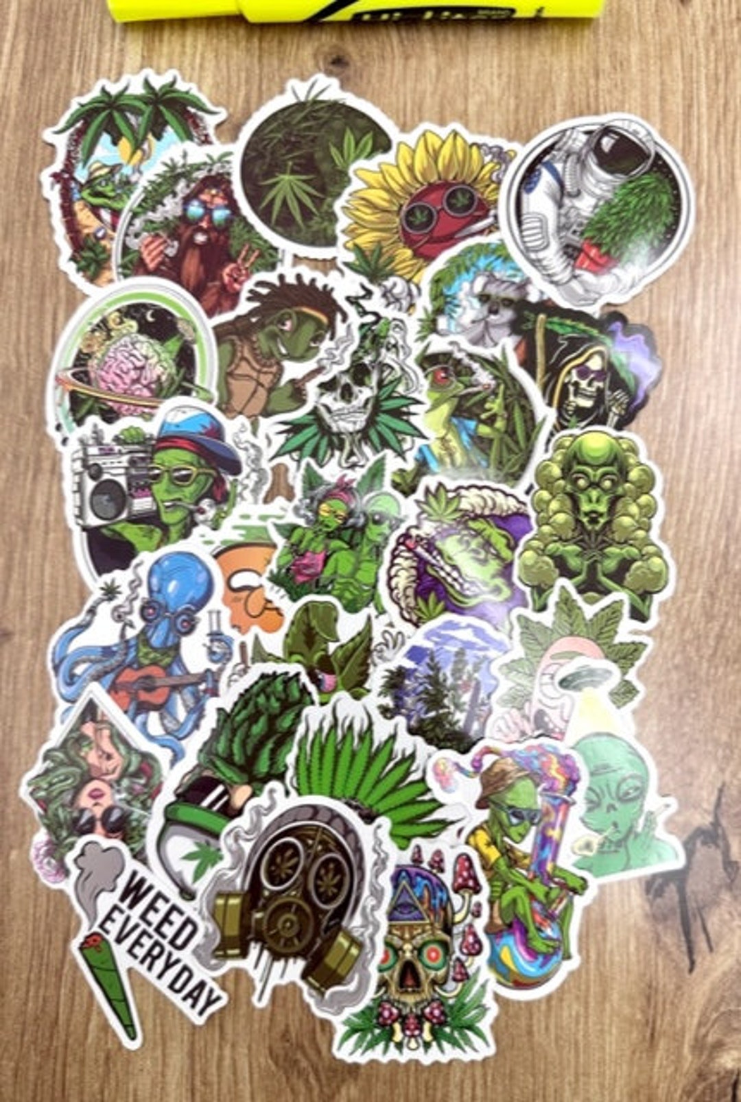 25PCS Stickers With Hemp Cannabis Theme, Waterproof Vinyl Decals ...