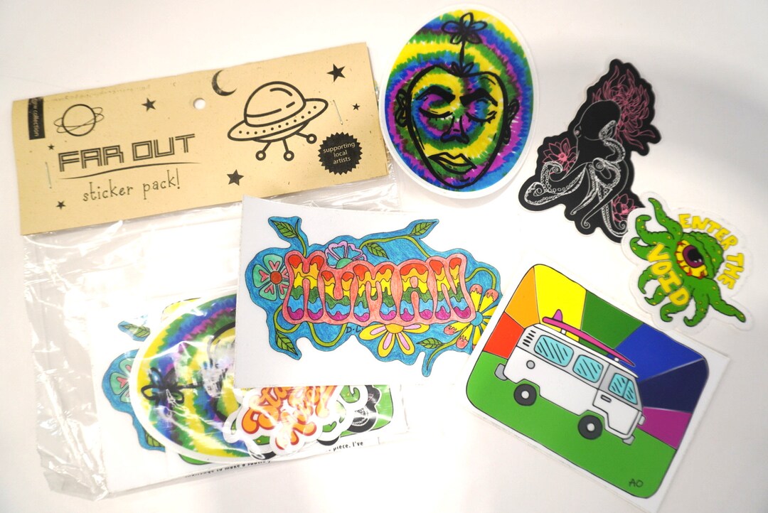 Sticker Pack Far Out Collection, Cosmic Sticker Pack, 5 Stickers - Etsy