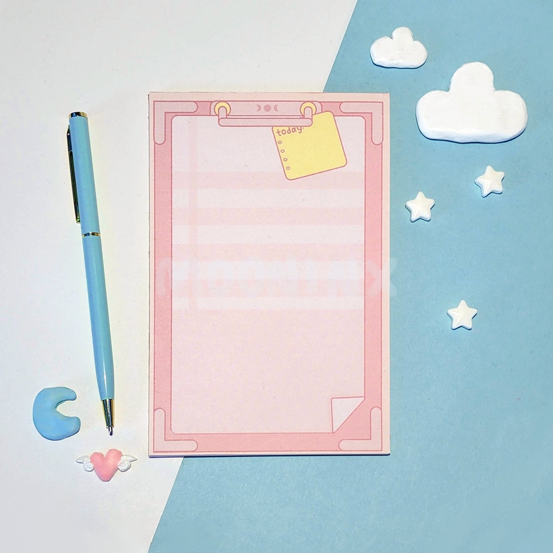 Memo Pad: Modern Lover Clip Board, Pink Kawaii Cyber Future Funk Design ...