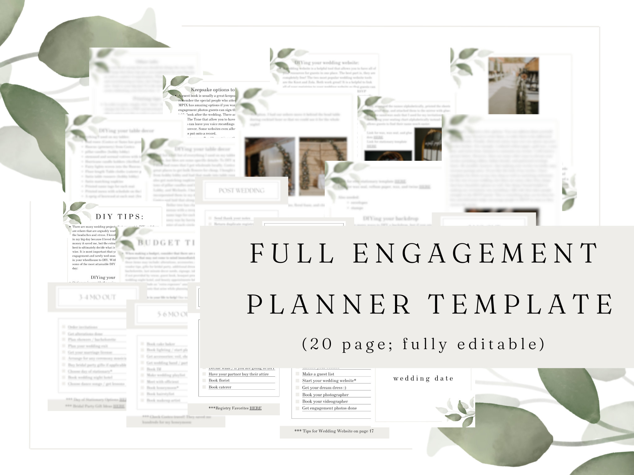 Full Engagement Planner, Wedding Planning Template, Canva Wedding ...