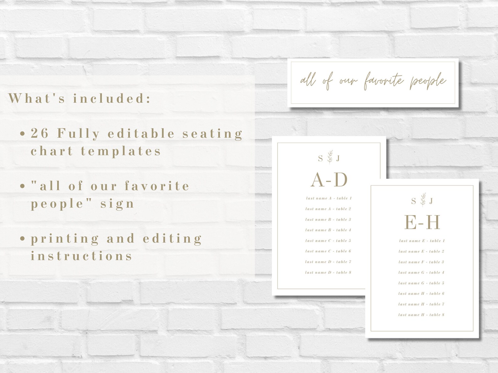 Wedding Seating Chart Template, Fully Editable, Instant Download ...