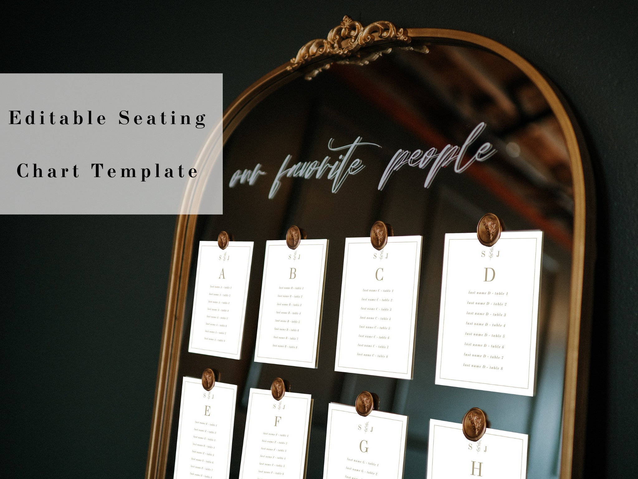 Wedding Seating Chart Template, Fully Editable, Instant Download ...