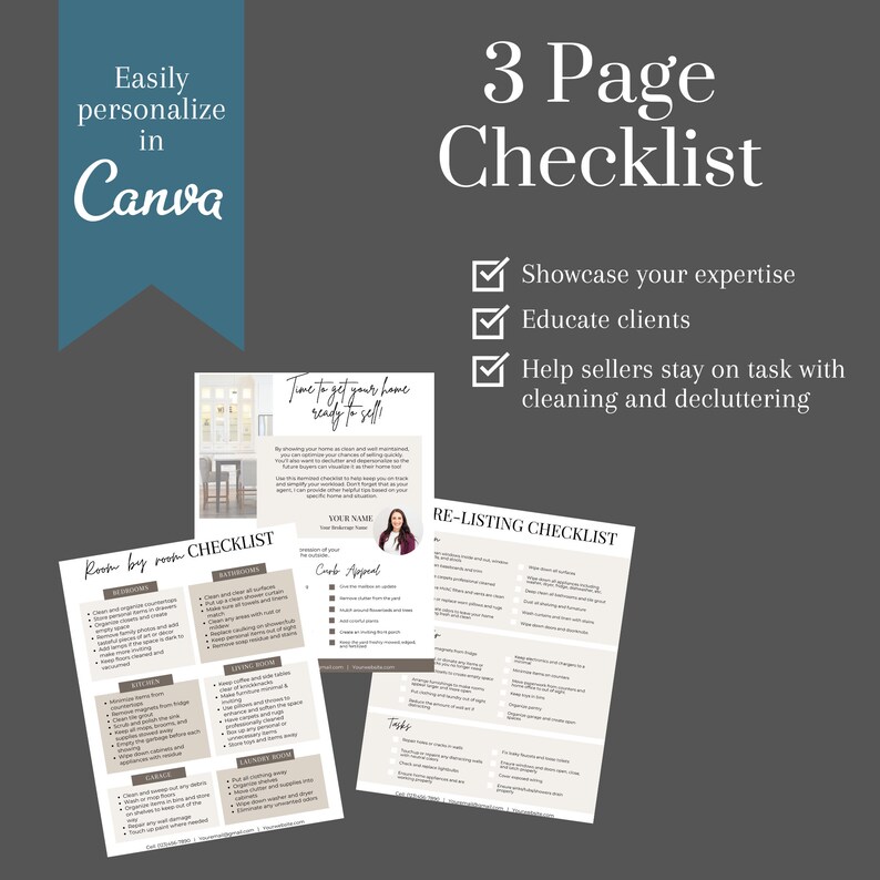 Pre-listing Checklist for Real Estate Agents- INSTANT DOWNLOAD, Edit in ...