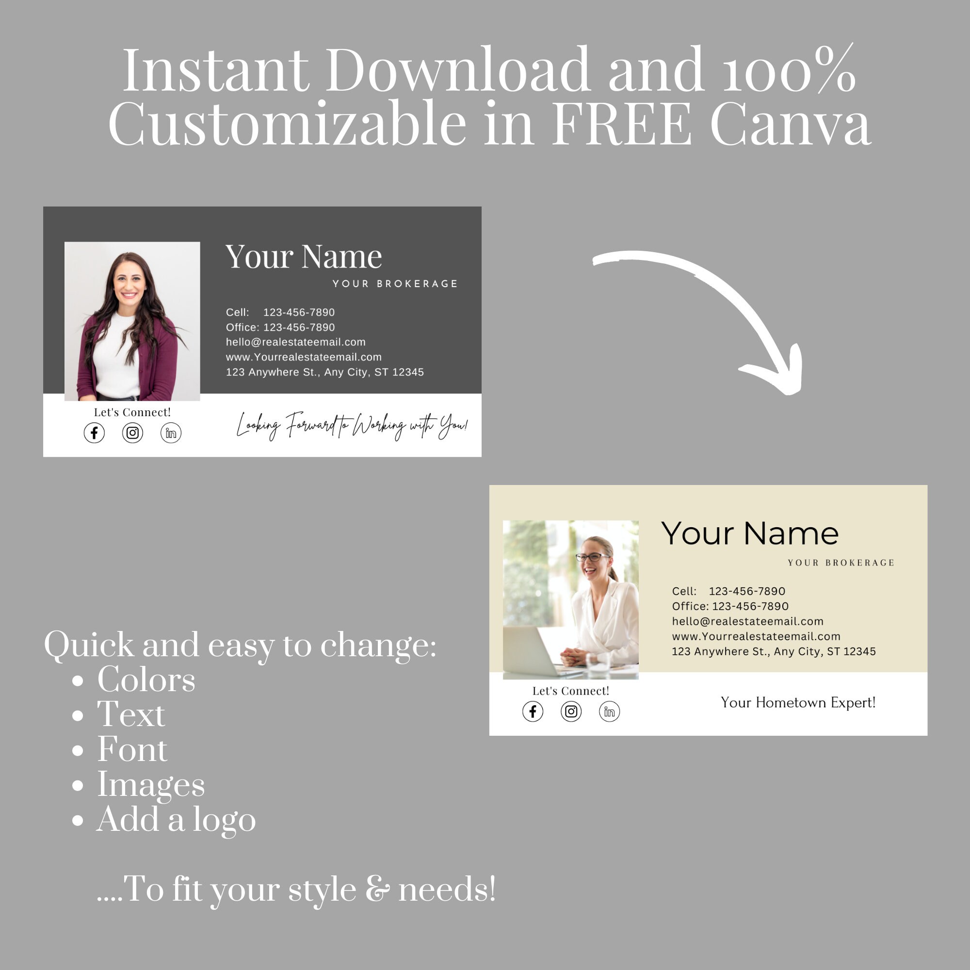 Business Card & Email Signature Real Estate Bundle INSTANT DOWNLOAD ...