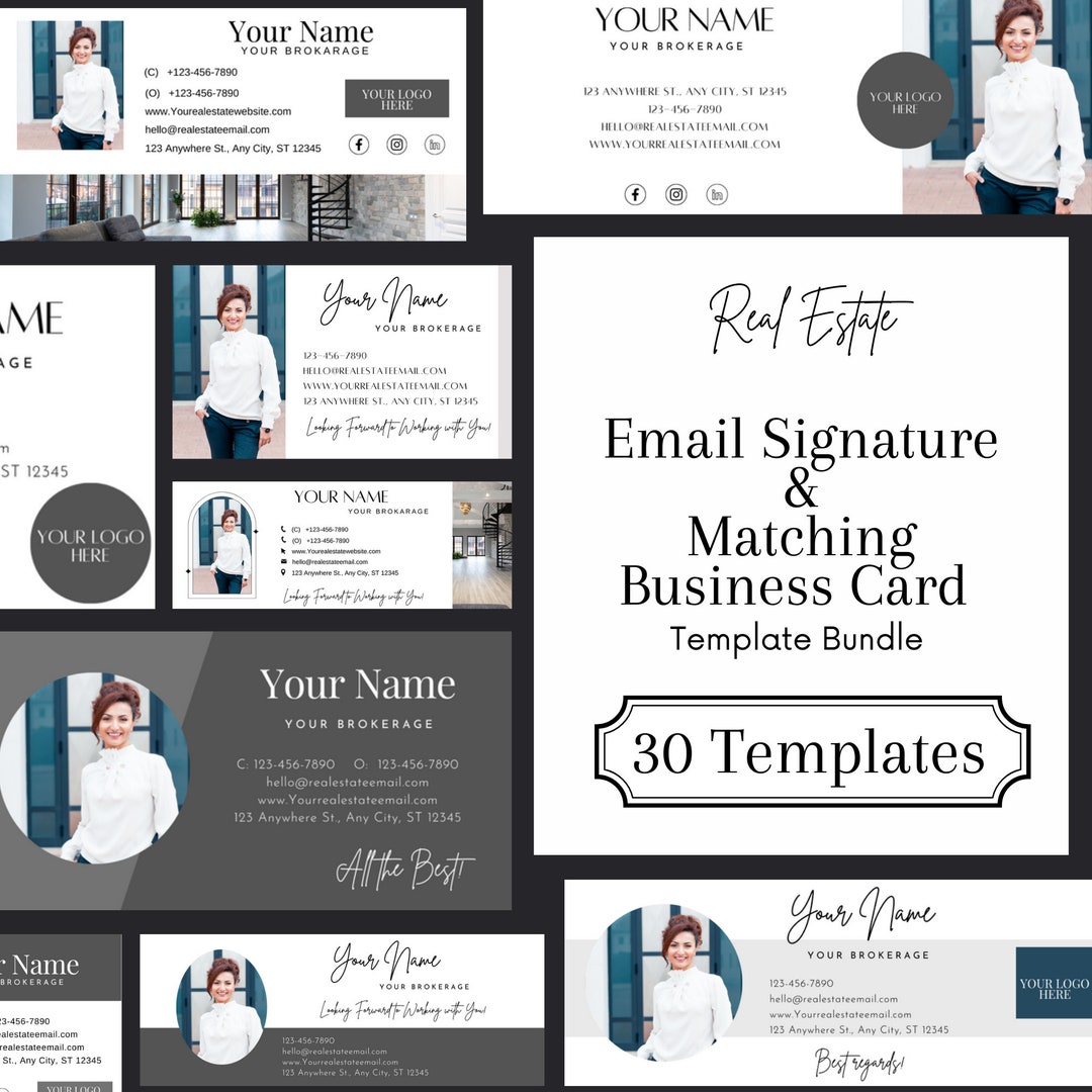 Email Signatures & Business Card Real Estate Bundle- INSTANT DOWNLOAD ...