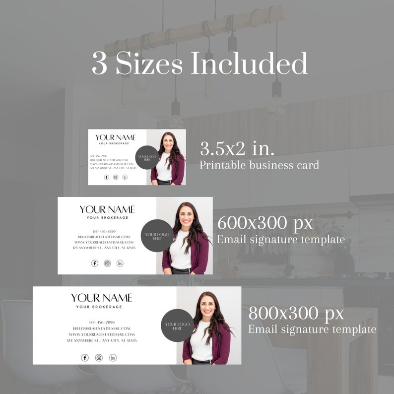 Business Card & Email Signature Real Estate Bundle INSTANT DOWNLOAD ...
