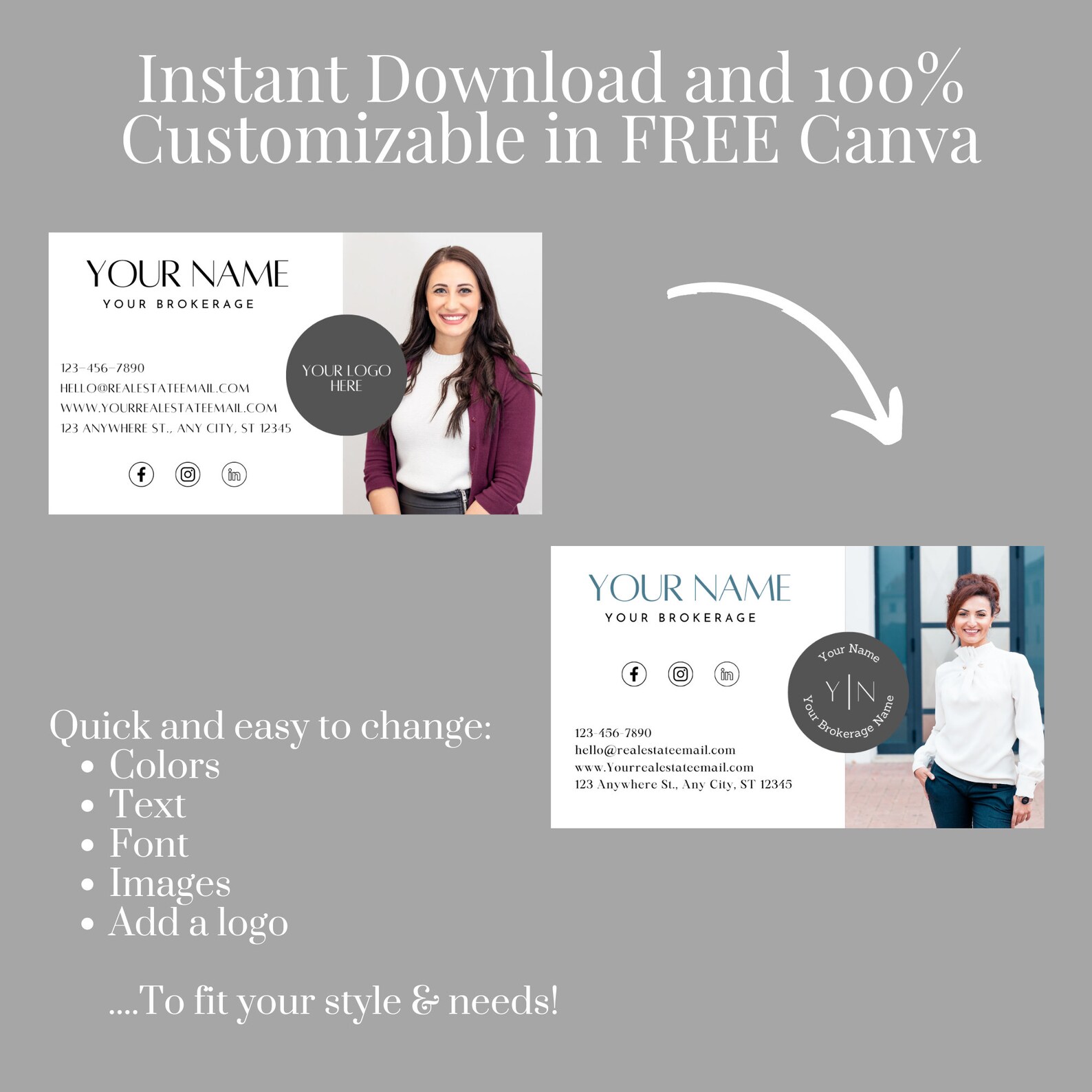 Business Card & Email Signature Real Estate Bundle INSTANT DOWNLOAD ...