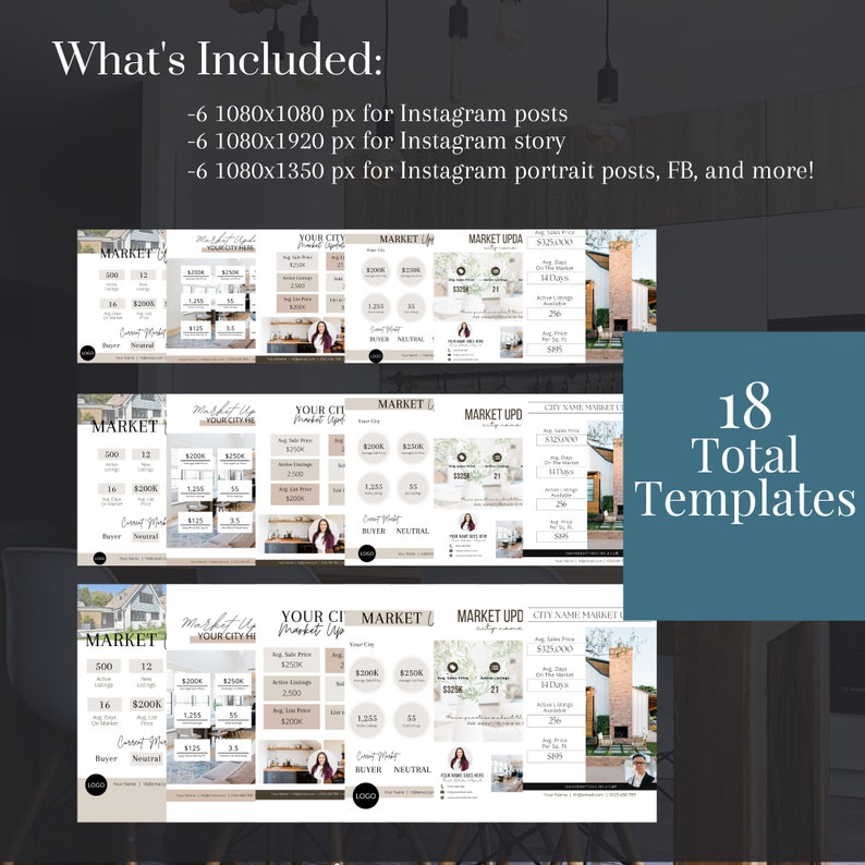 Market Update Real Estate Bundle- INSTANT DOWNLOAD Templates, Edit FREE ...