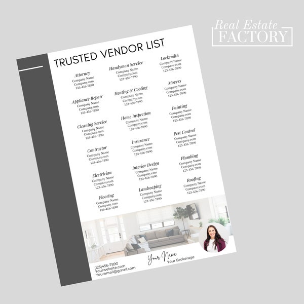 Vendor List Template - Etsy