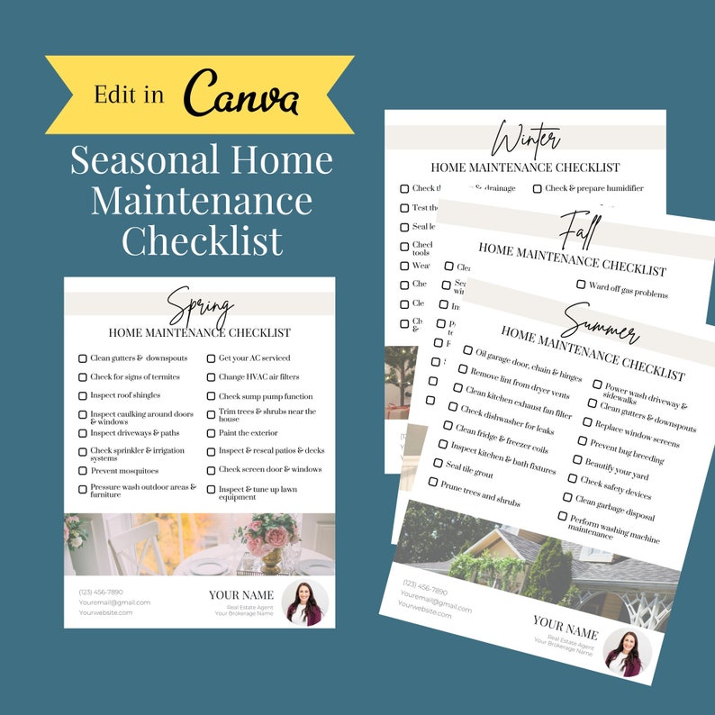 Seasonal Home Maintenance Checklist for Real Estate Agents INSTANT ...