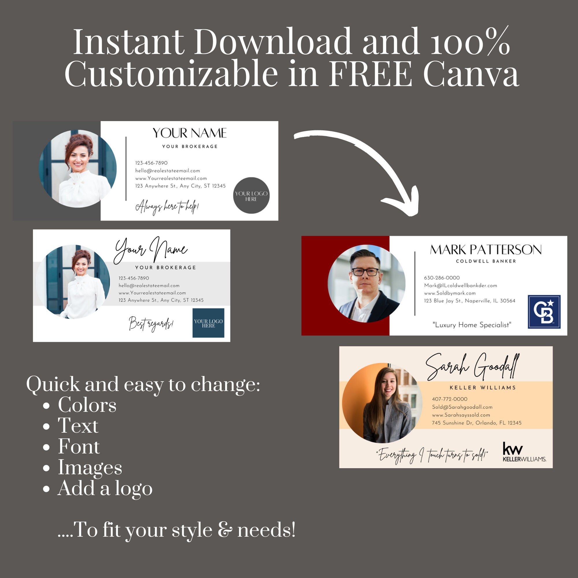 Email Signatures & Business Card Real Estate Bundle- INSTANT DOWNLOAD ...