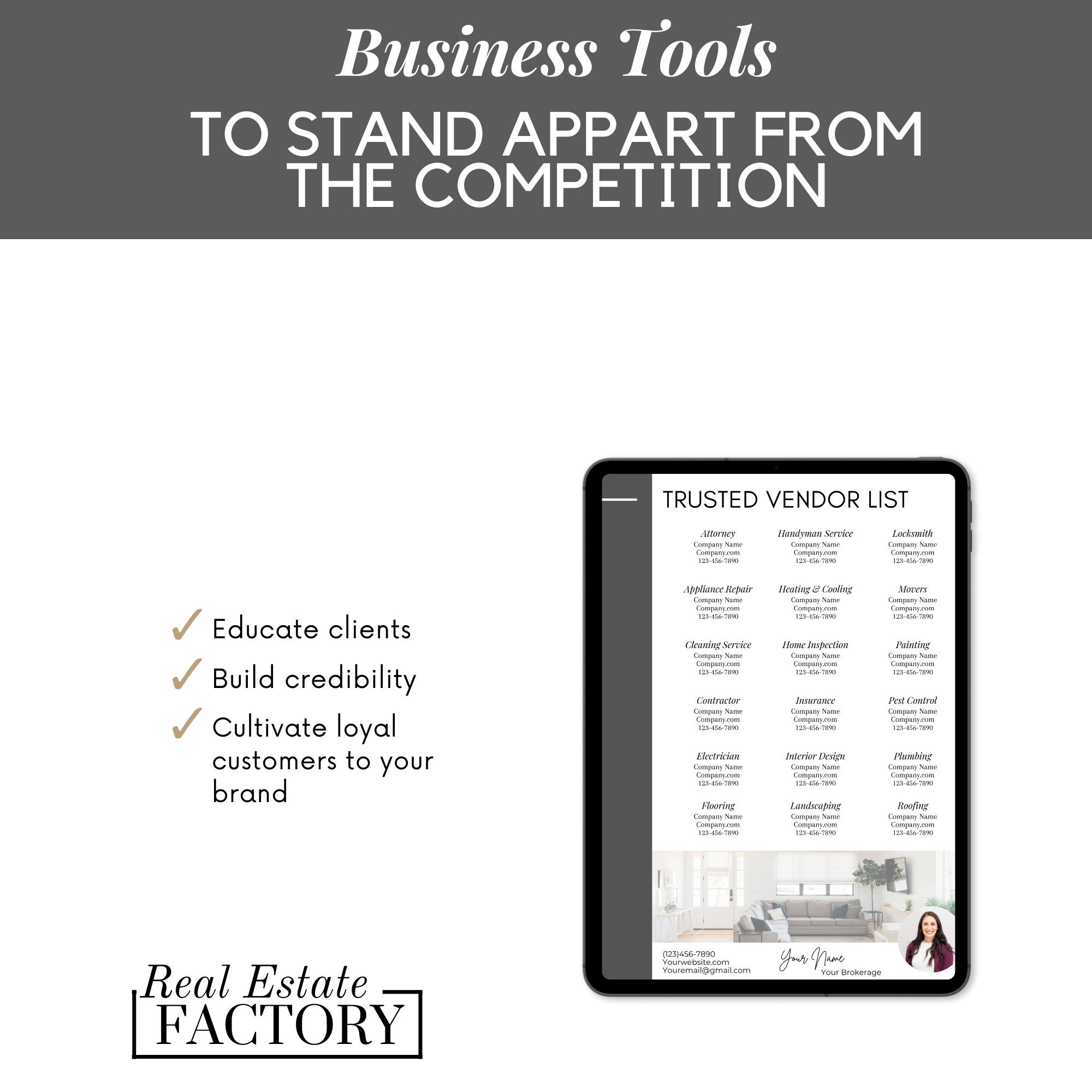 Trusted Vendor List for Real Estate Agents- INSTANT DOWNLOAD, Edit in ...