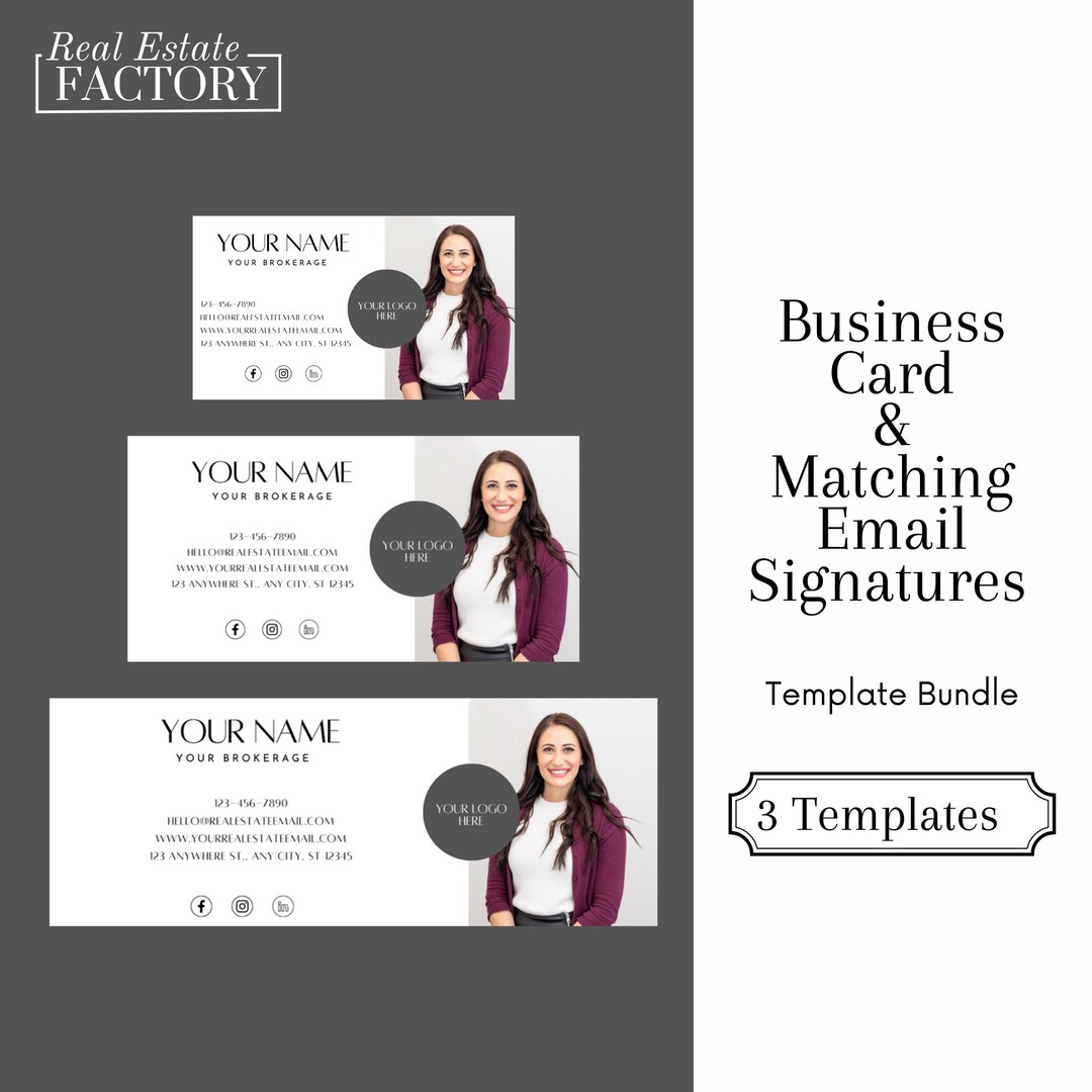 Business Card & Email Signature Real Estate Bundle INSTANT DOWNLOAD ...