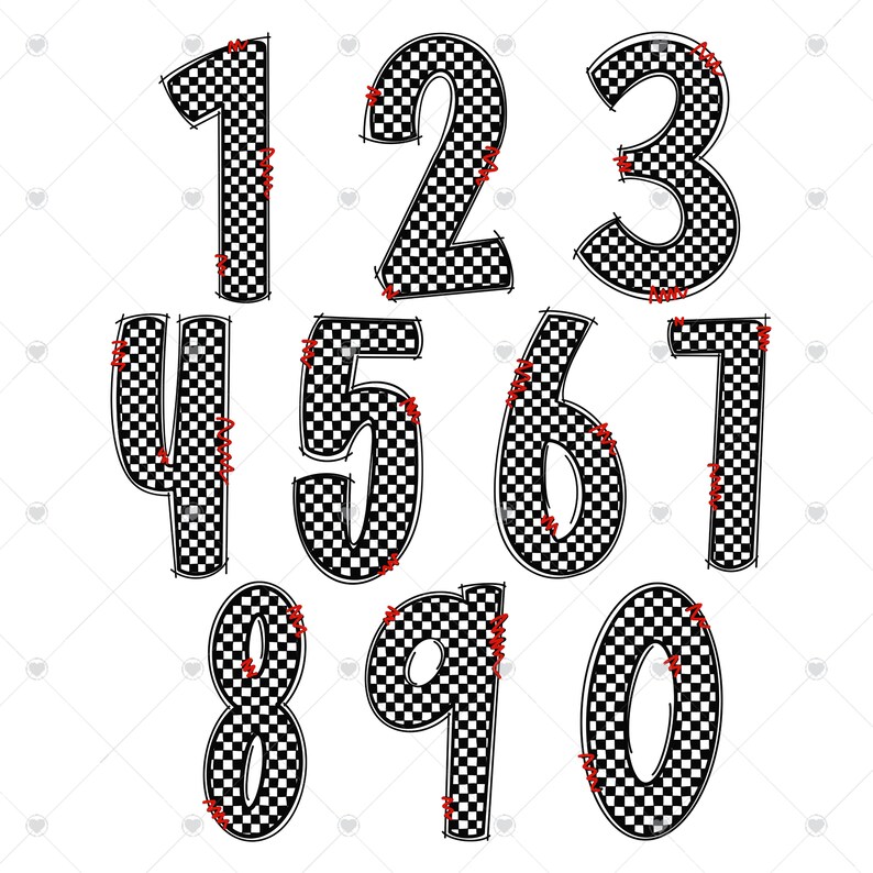 Png Alphabet Set, Checkered Letters Alpha, Red Stitch Alpha Set, Retro ...