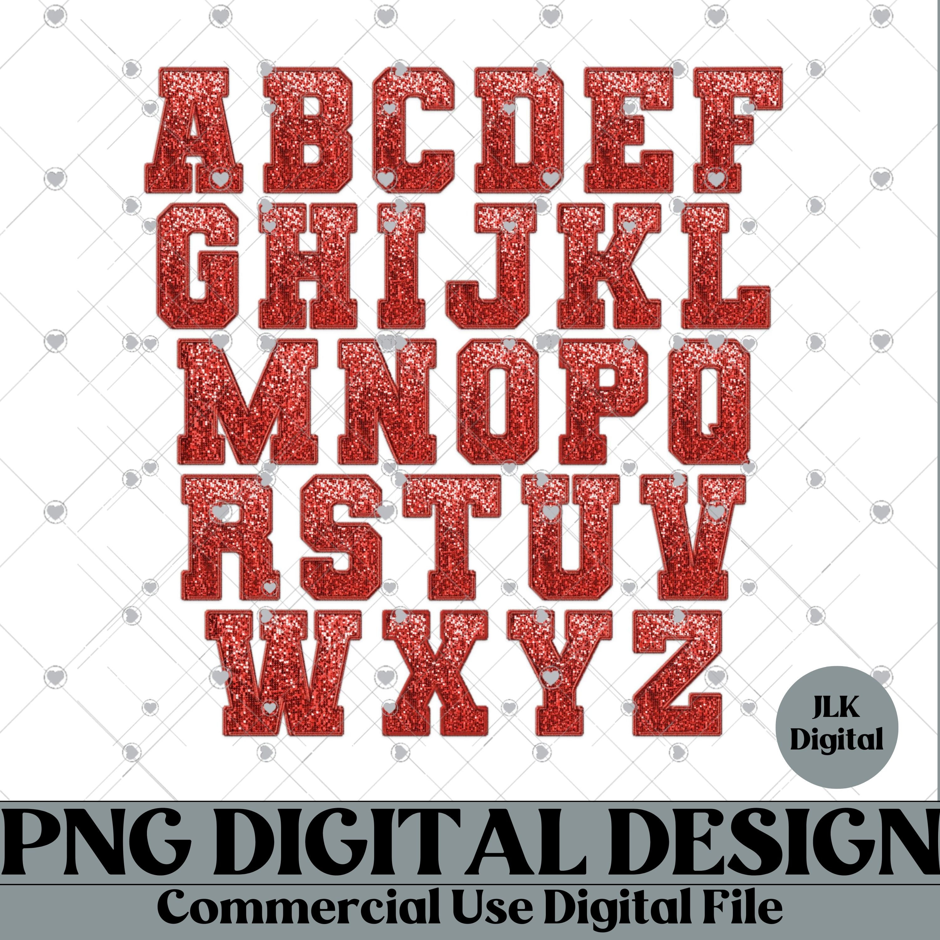 Faux Embroidered Sequin Letters Png Alphabet Set, Red Sequin Letters ...