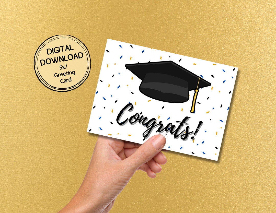 Printable Graduation Day Card, Congrats Grad Cap, Digital Greeting Card ...