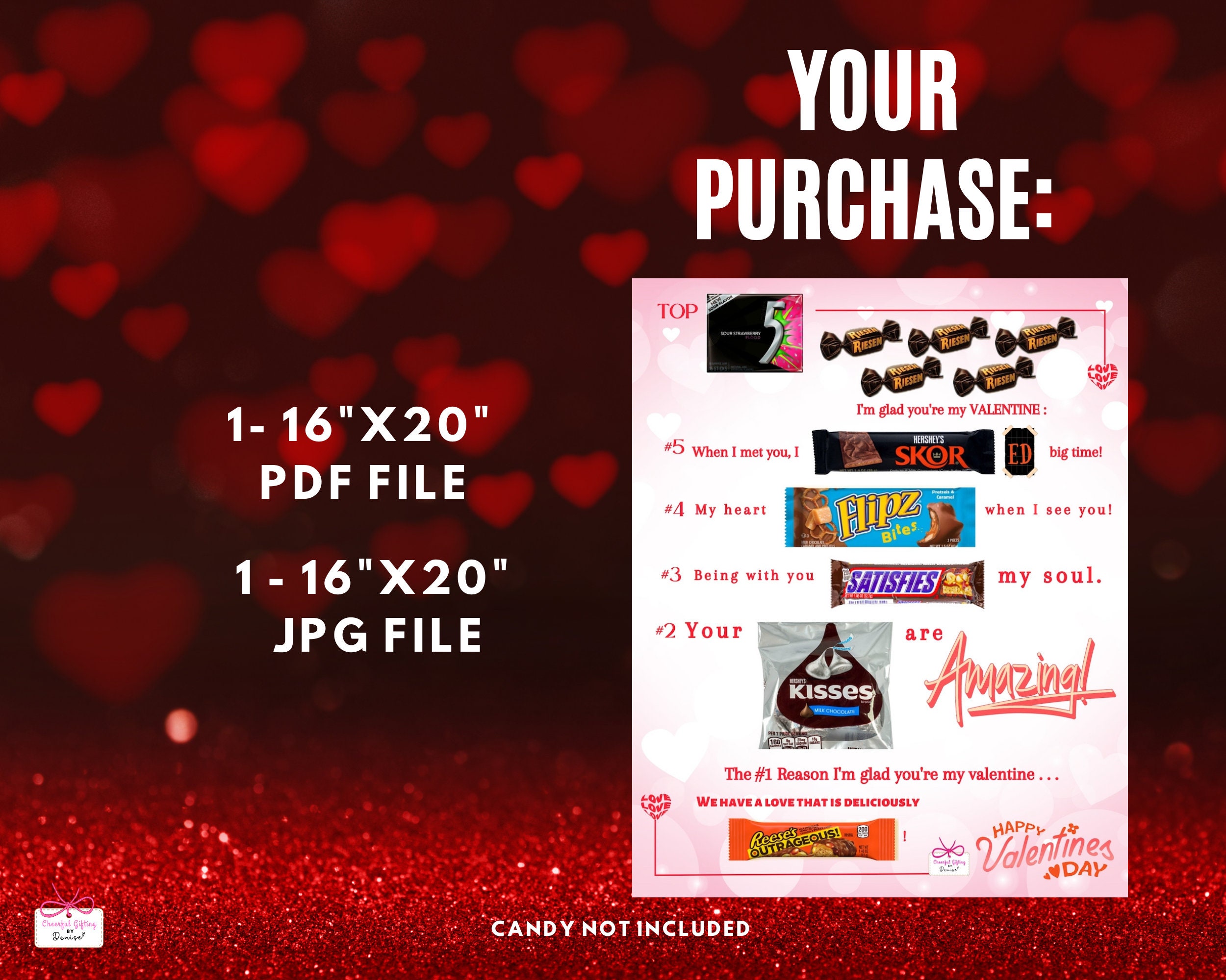 Valentine Candy Gram Printable Valentine Candy Bar Poster Candygram ...