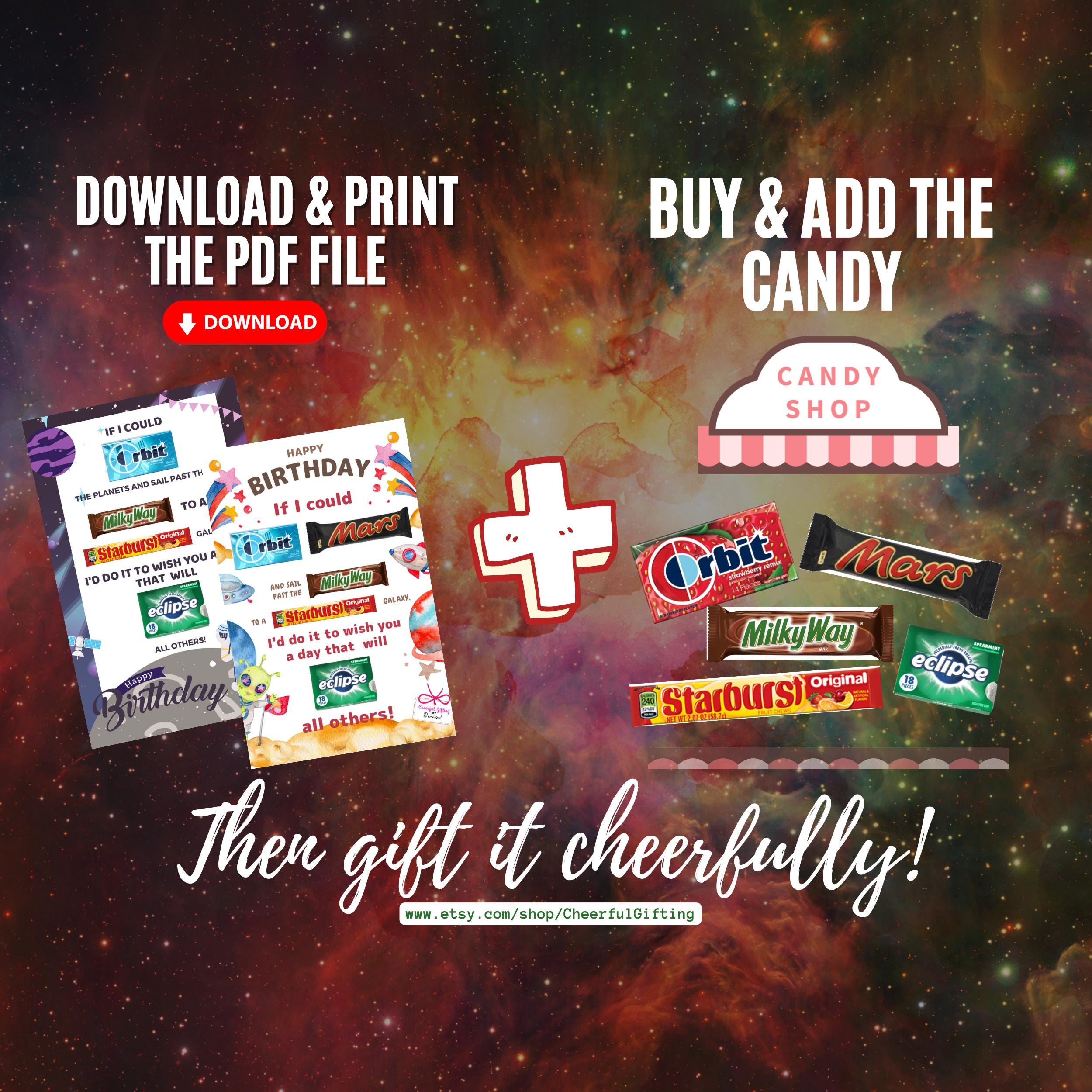 Printable Space Birthday Candy Bar Poster for Birthday Chocolate Board ...