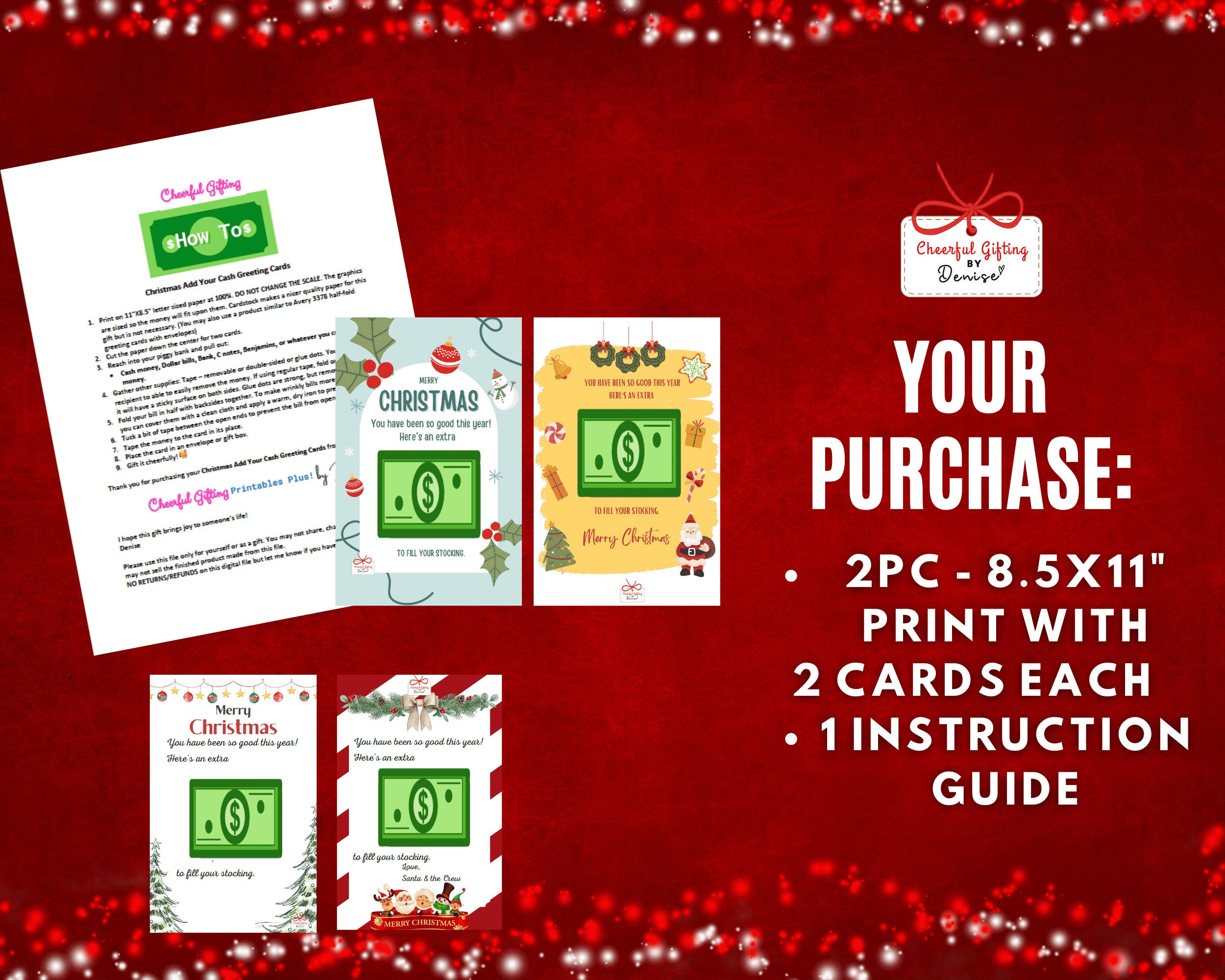 Printable Christmas Cash Card Printable Christmas Money Greeting Card ...