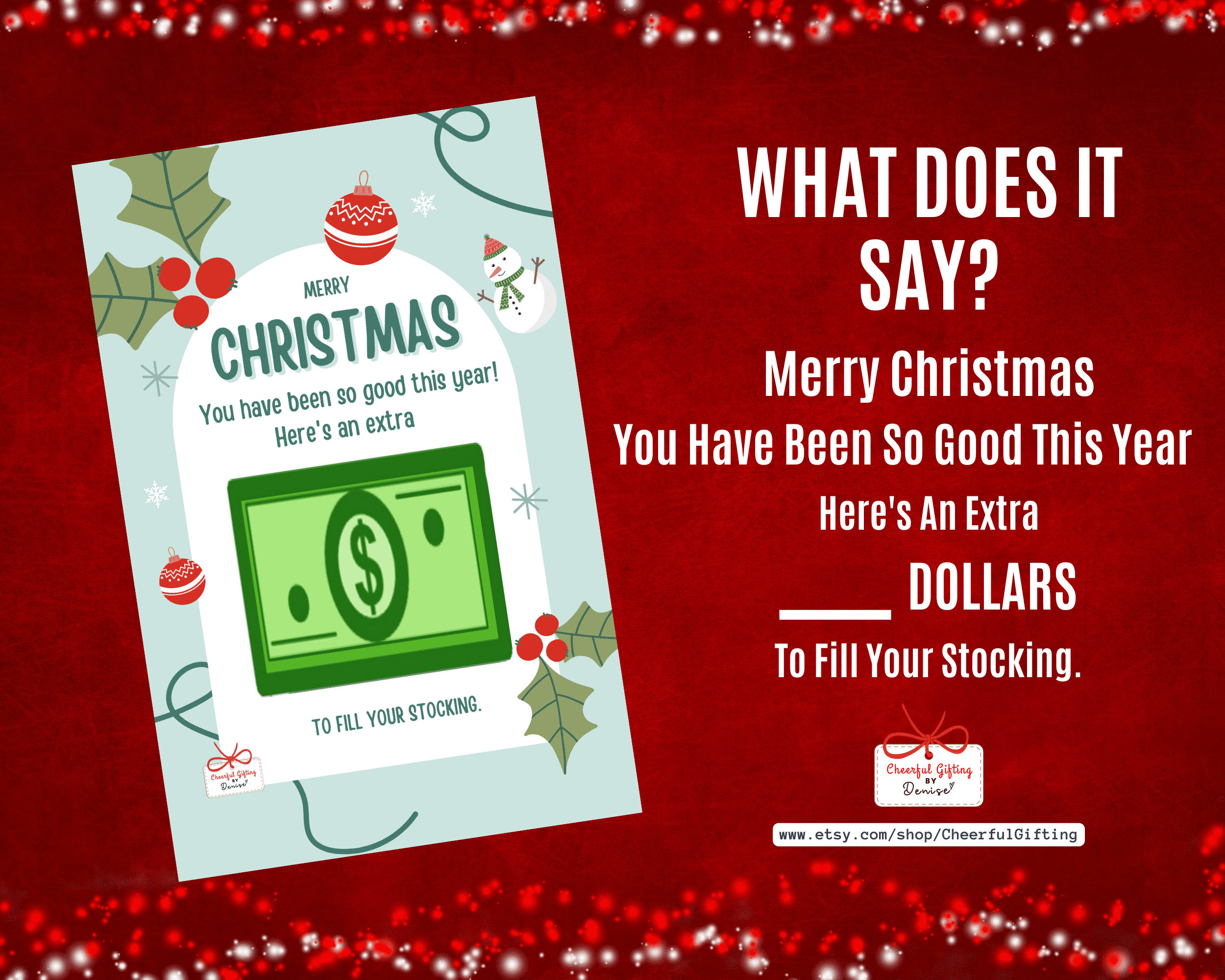 Printable Christmas Cash Card Printable Christmas Money Greeting Card ...