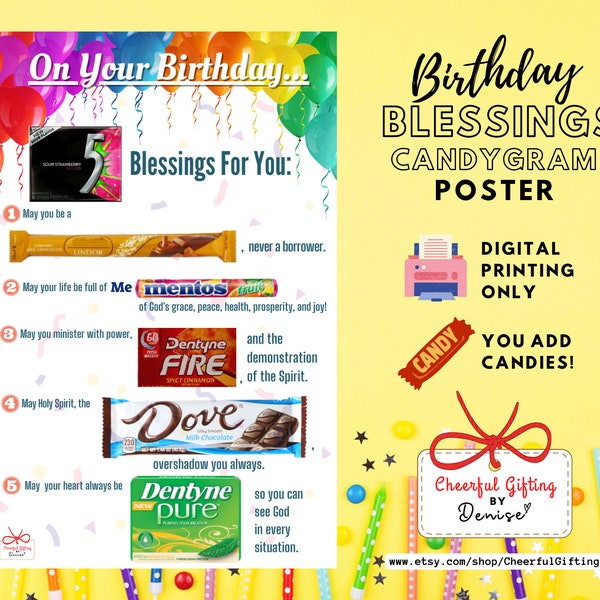 Happy Birthday Candy Poster - Etsy