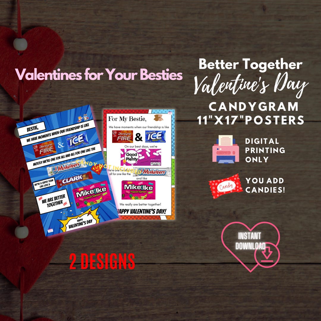 Valentine's Day Printable Candy Bar Poster for Best Friend Valentine's ...