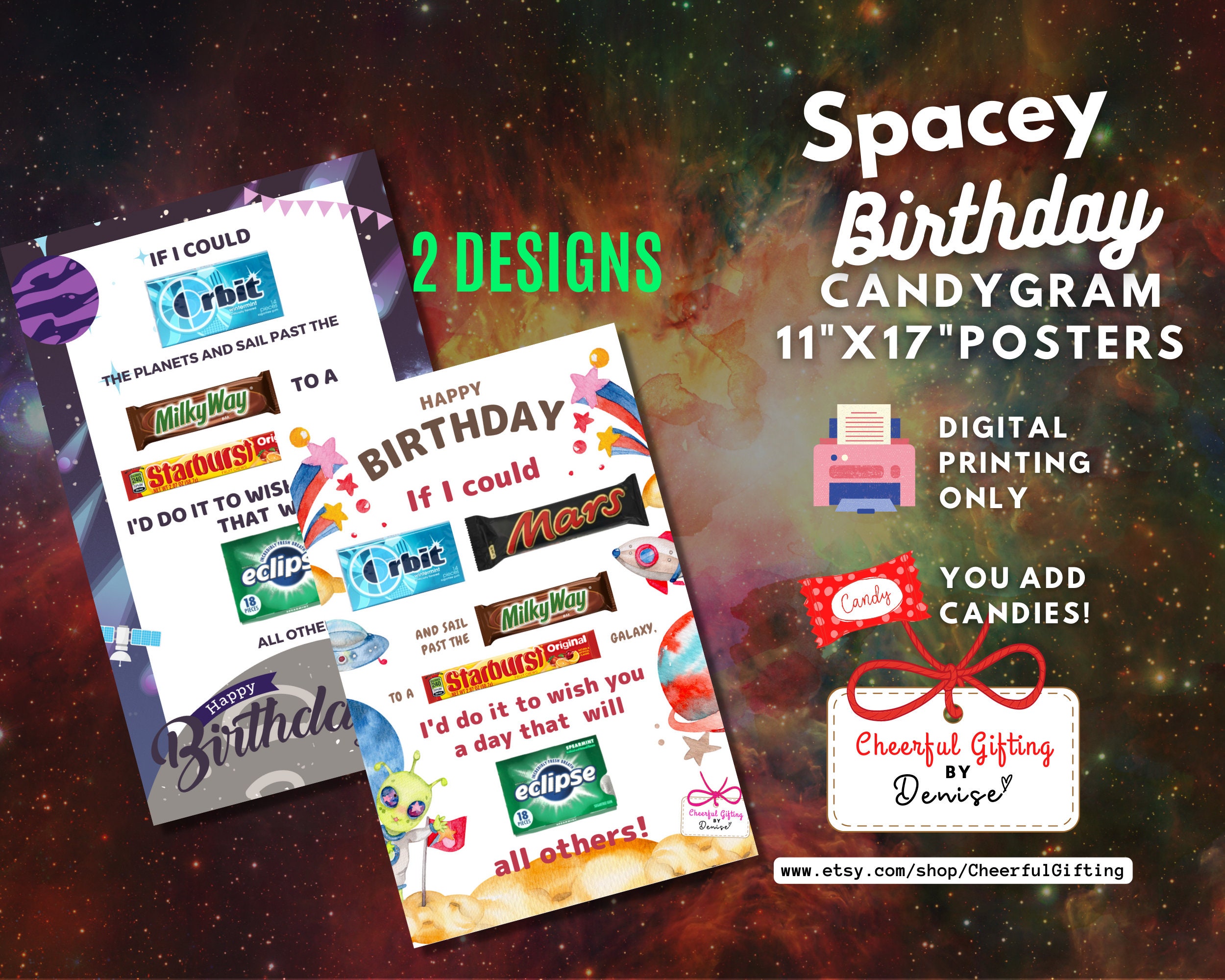 Printable Space-y Birthday Candygram Poster| Printable Birthday Poster ...