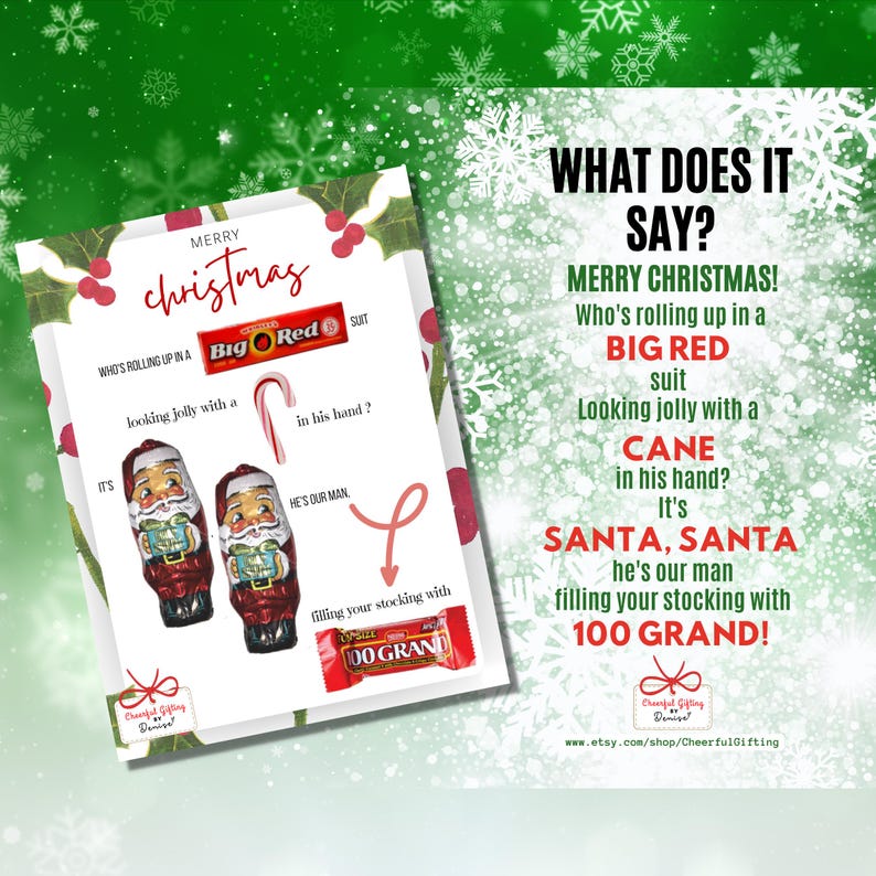 Printable Christmas Candy Bar Poster Gift Santa Candy Sign Christmas ...