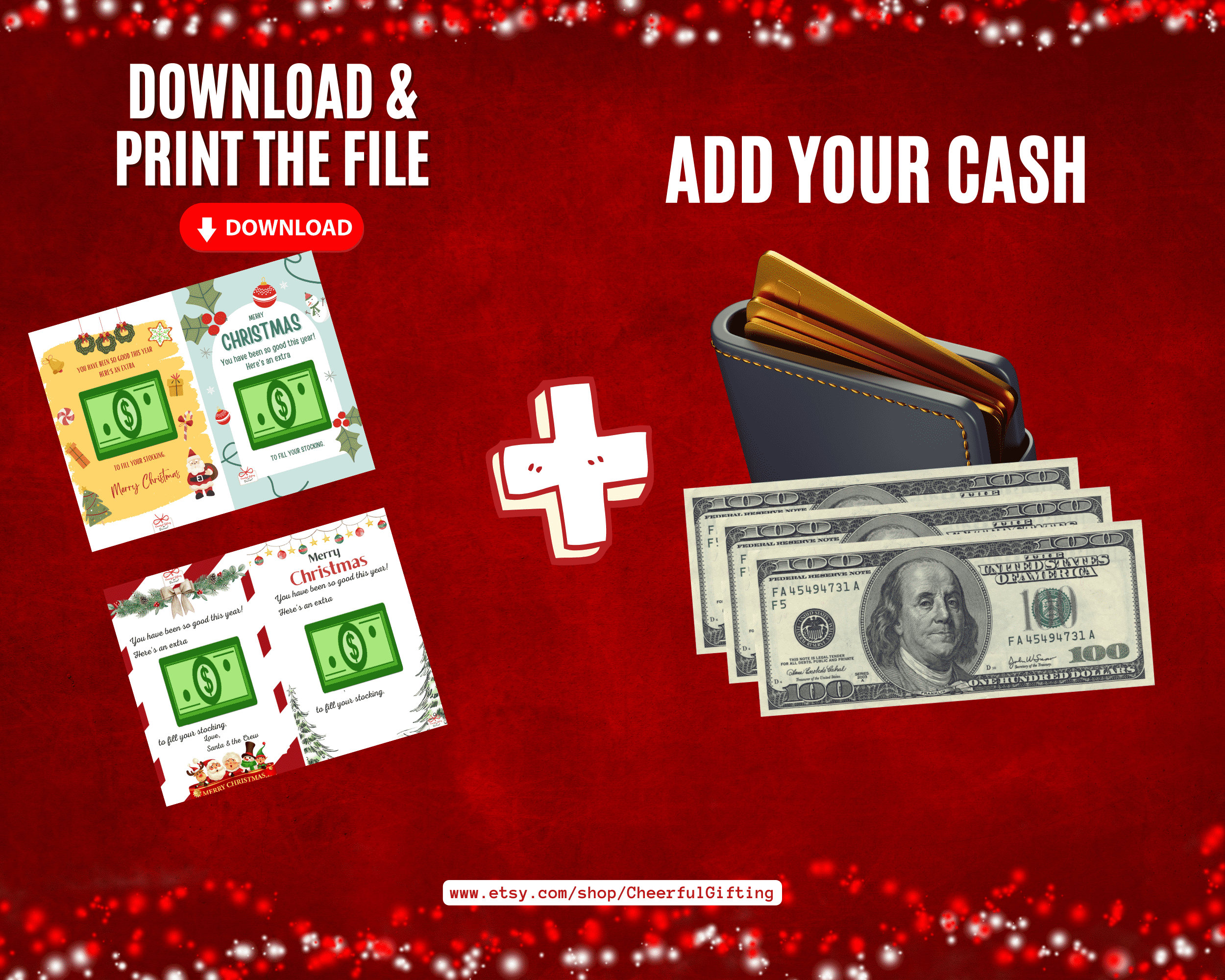 Printable Christmas Cash Card Printable Christmas Money Greeting Card ...