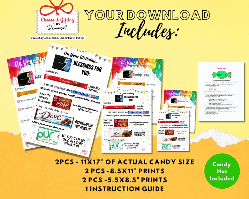 Printable Birthday Candygram Poster| Birthday Candy Bar Poster ...