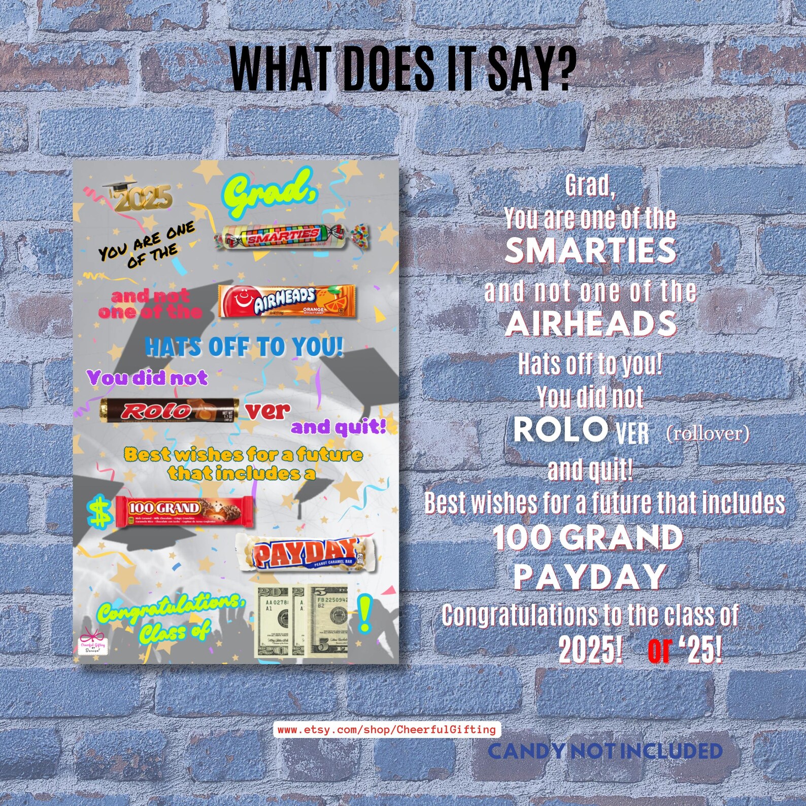 Graduation Gift Idea Printable Candy Bar Poster and Money Holder for ...