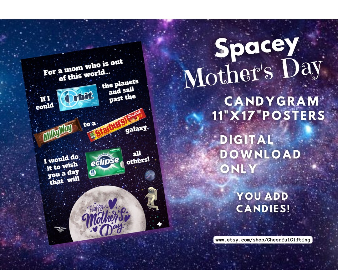 Printable Space-y Mom Mother's Day Candy Bar Poster/mother's Day ...