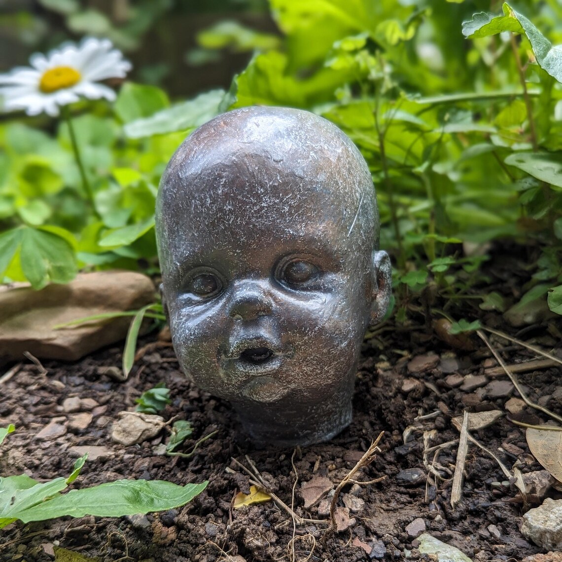 Creepy Baby Head Concrete Statue Homemade Garden Lawn Ornament for ...