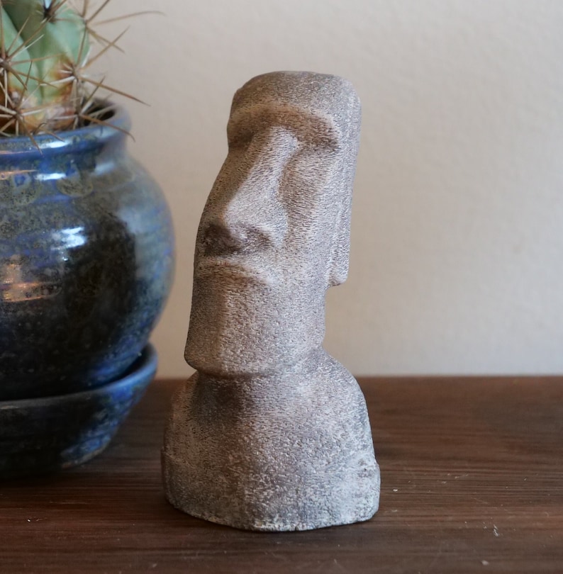 Homemade Mini Moai Easter Island Head Concrete Statue Lawn Ornament for ...